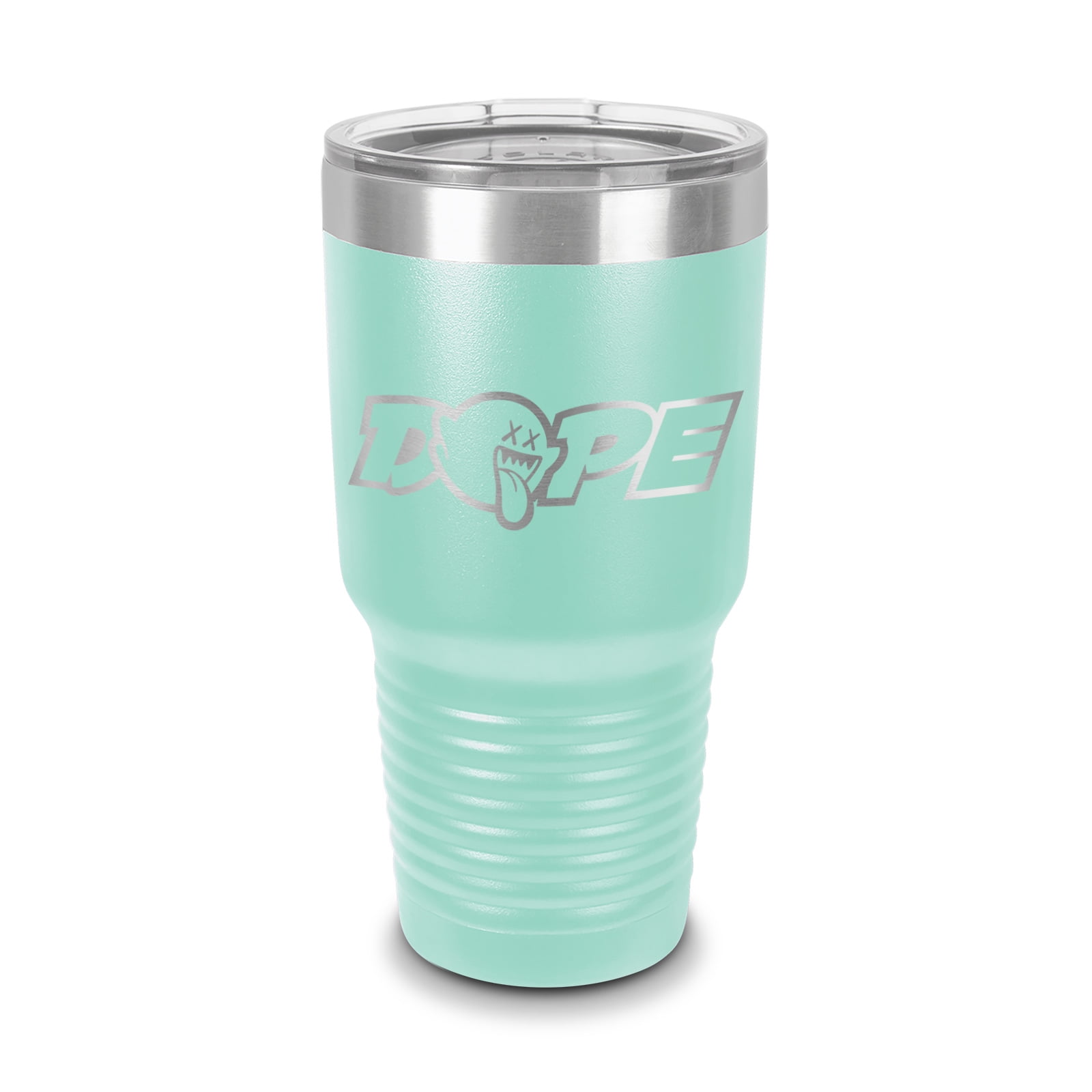 Dope Ghost Tumbler 30 oz - Laser Engraved w/ Clear Lid - Stainless ...