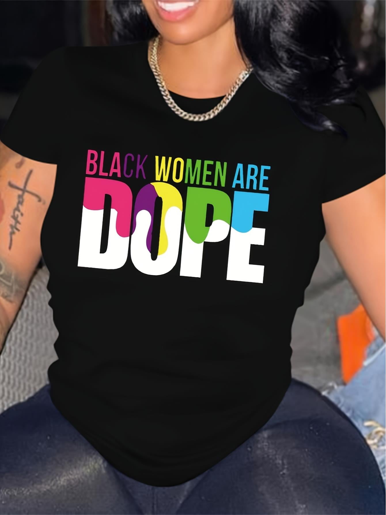 Dope Letter Print T-Shirt, Casual Crew Neck Short Sleeve T-Shirt, Women ...