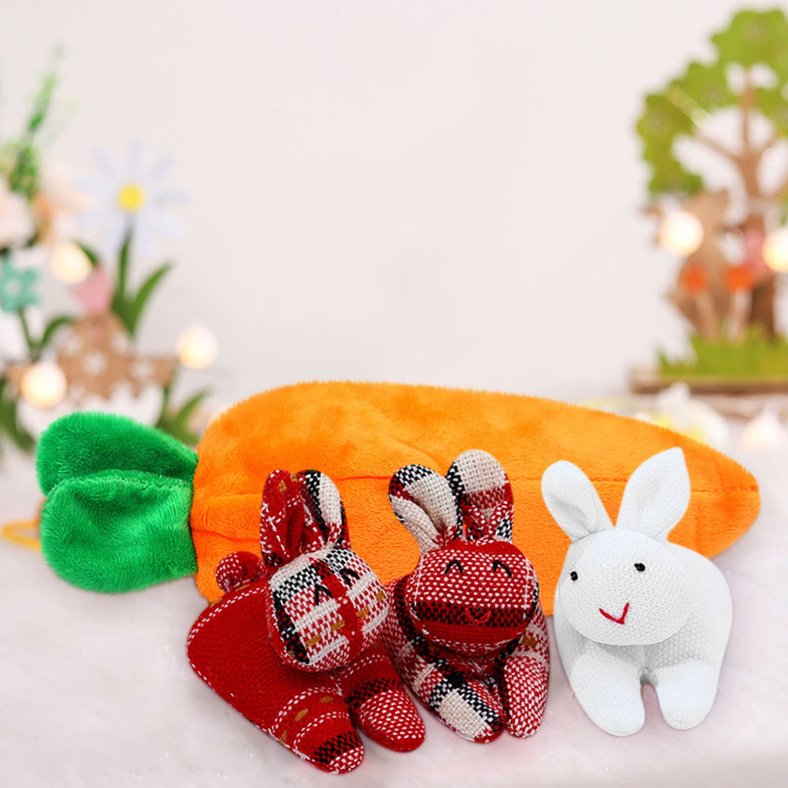 Dopebox Easter Hide-and-Seek Bunnies in Carrot Pouch, Three Bunnies in ...