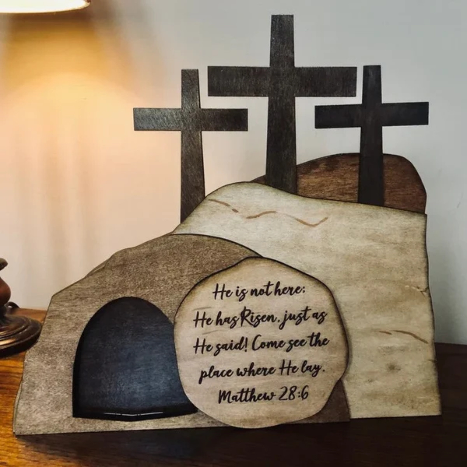 He Is Risen Easter Wood Wall Cross Home Decoration Gift 15.2 Inch ...