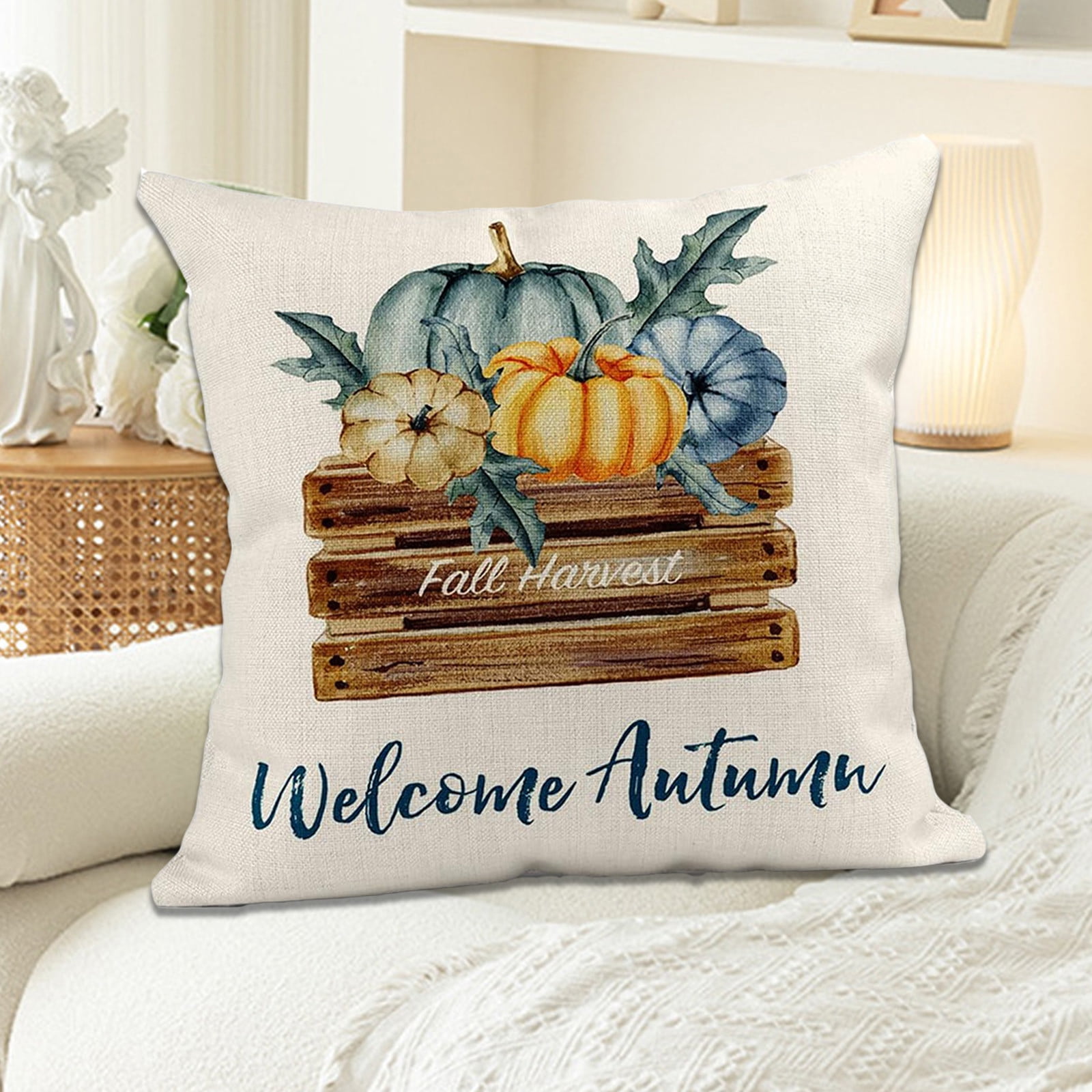 Dopebox Fall Throw Pillow Covers, Pumpkin Maple Leaf Throw Pillowcase ...