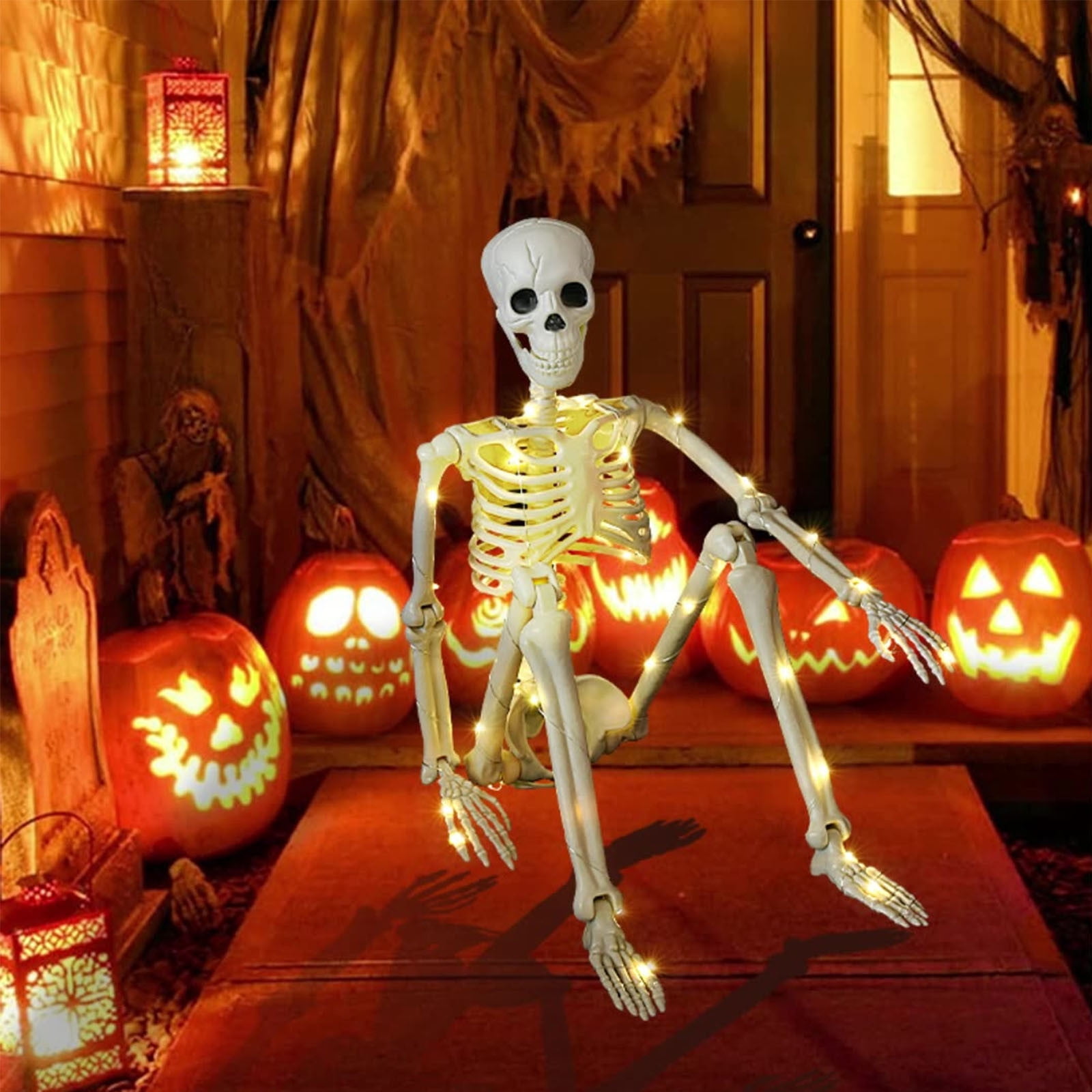Dopebox Life-Size Skeleton Poseable, Halloween Skeleton Full Body Human ...