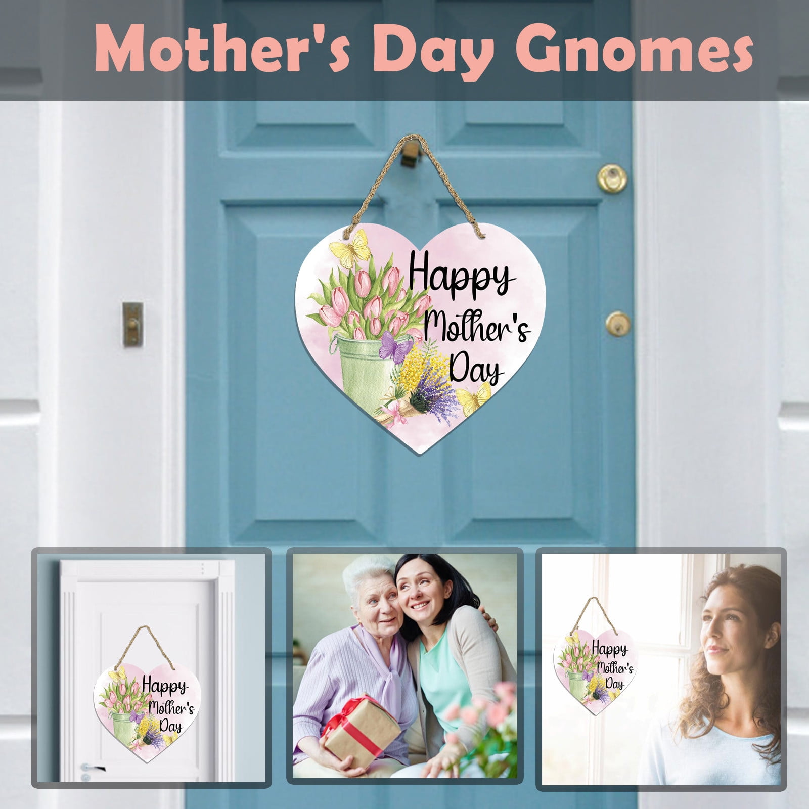 Dopebox Mother's Day Wooden Front Door Welcome Sign, Creative Heart ...