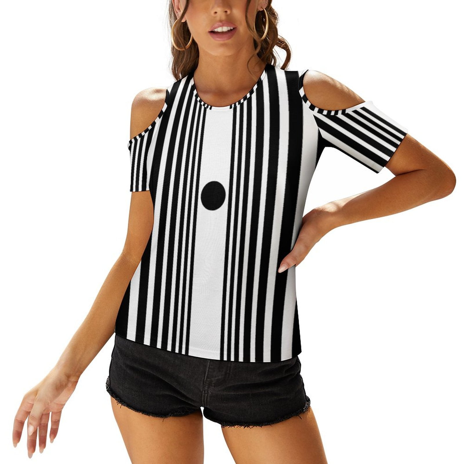 Doppler Effect New Fashion Zip Off Shoulder Top Short-Sleeve Women ...