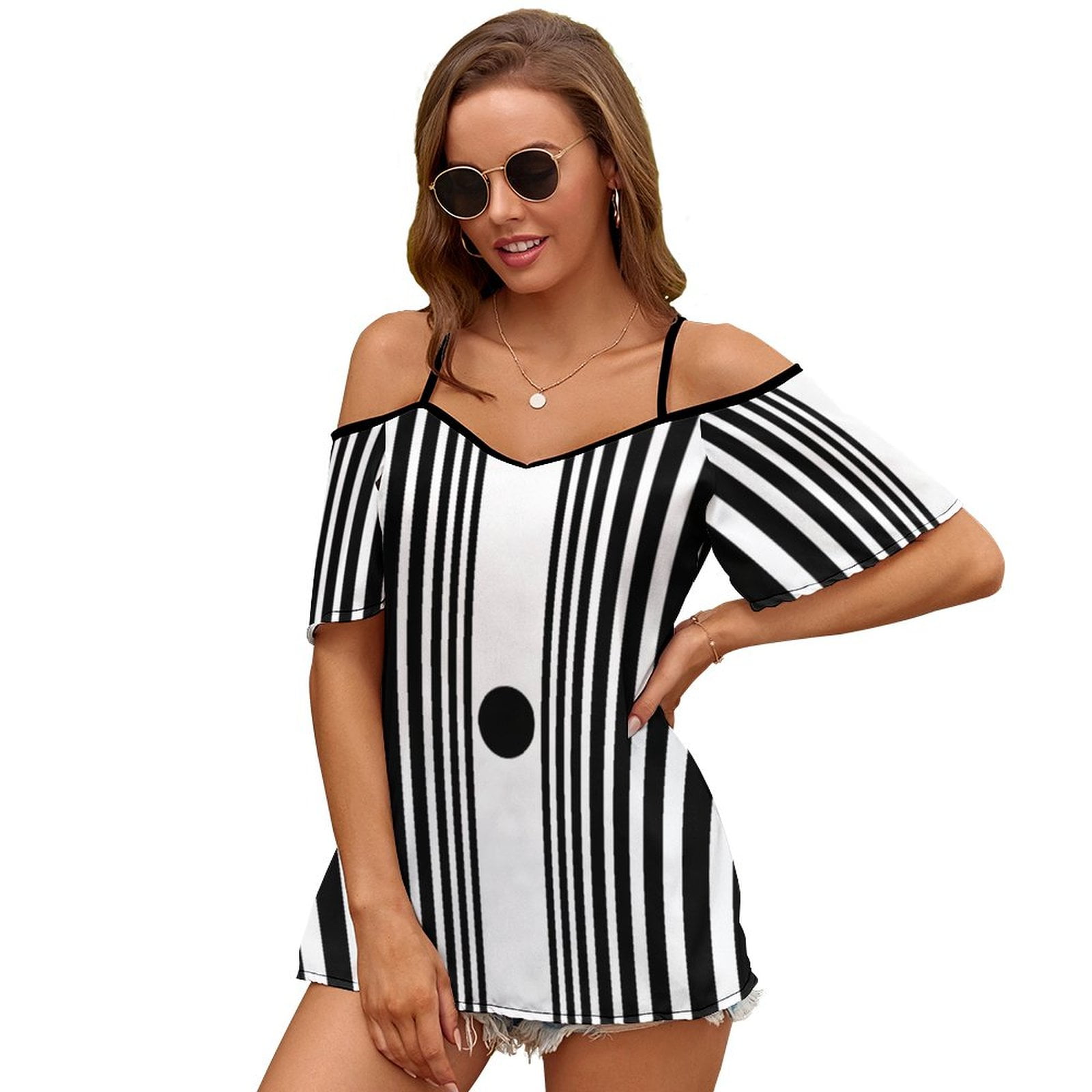 Doppler Effect New Fashion Zip Off Shoulder Top Short-Sleeve Women ...