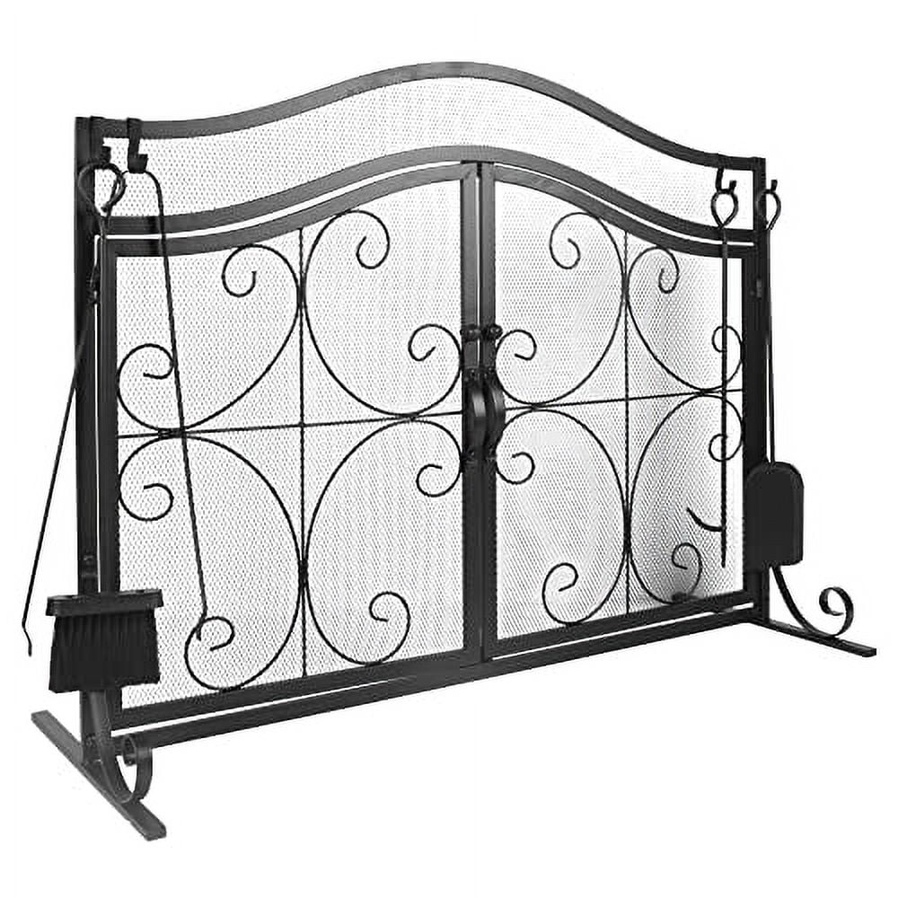Doppy 39 x 31 Inch Fireplace Screen, Metal Fire Place Cover Two-Doors ...