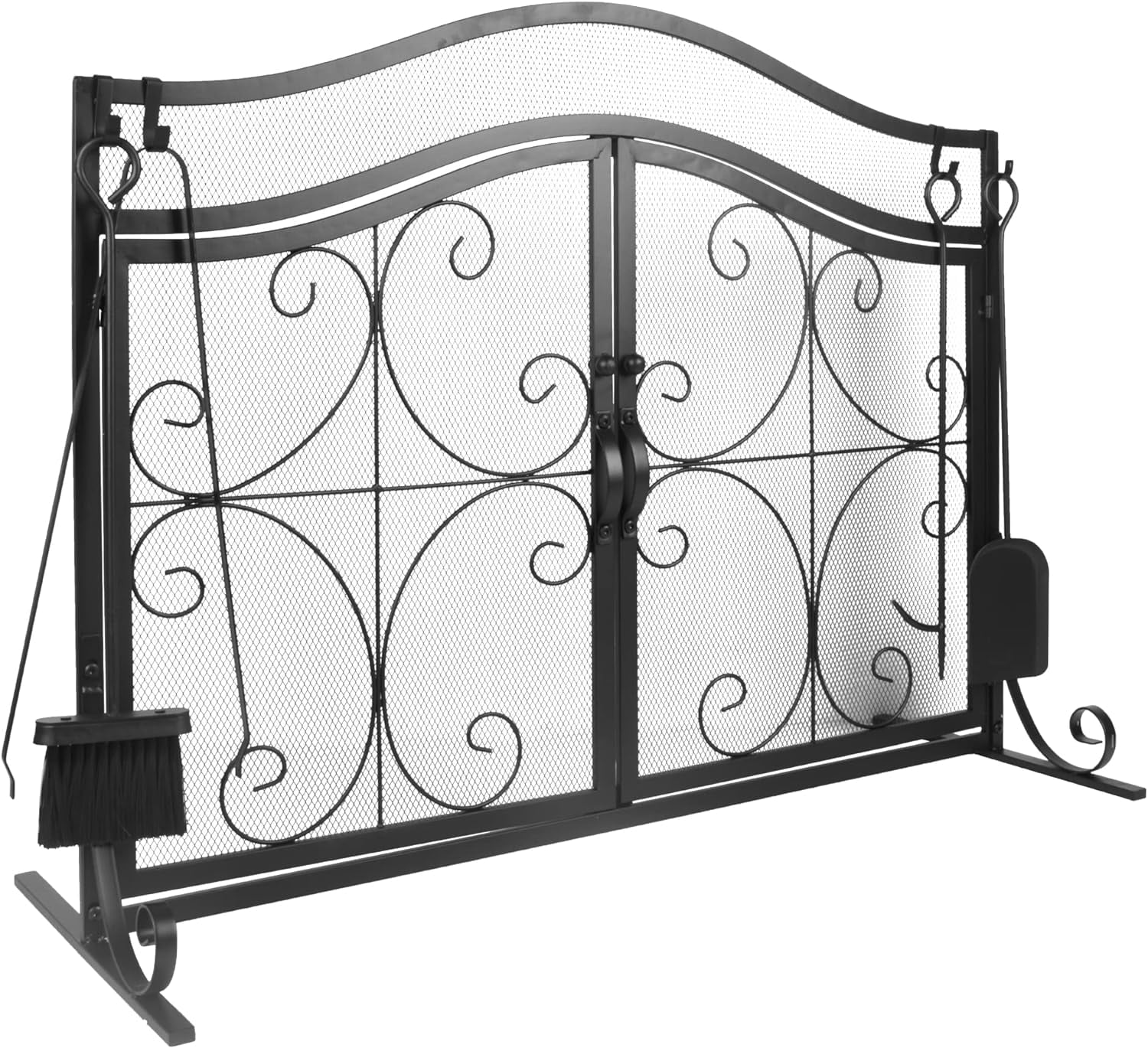Doppy 39 x 31 Inch Fireplace Screen, Metal Fire Place Cover Two-Doors ...