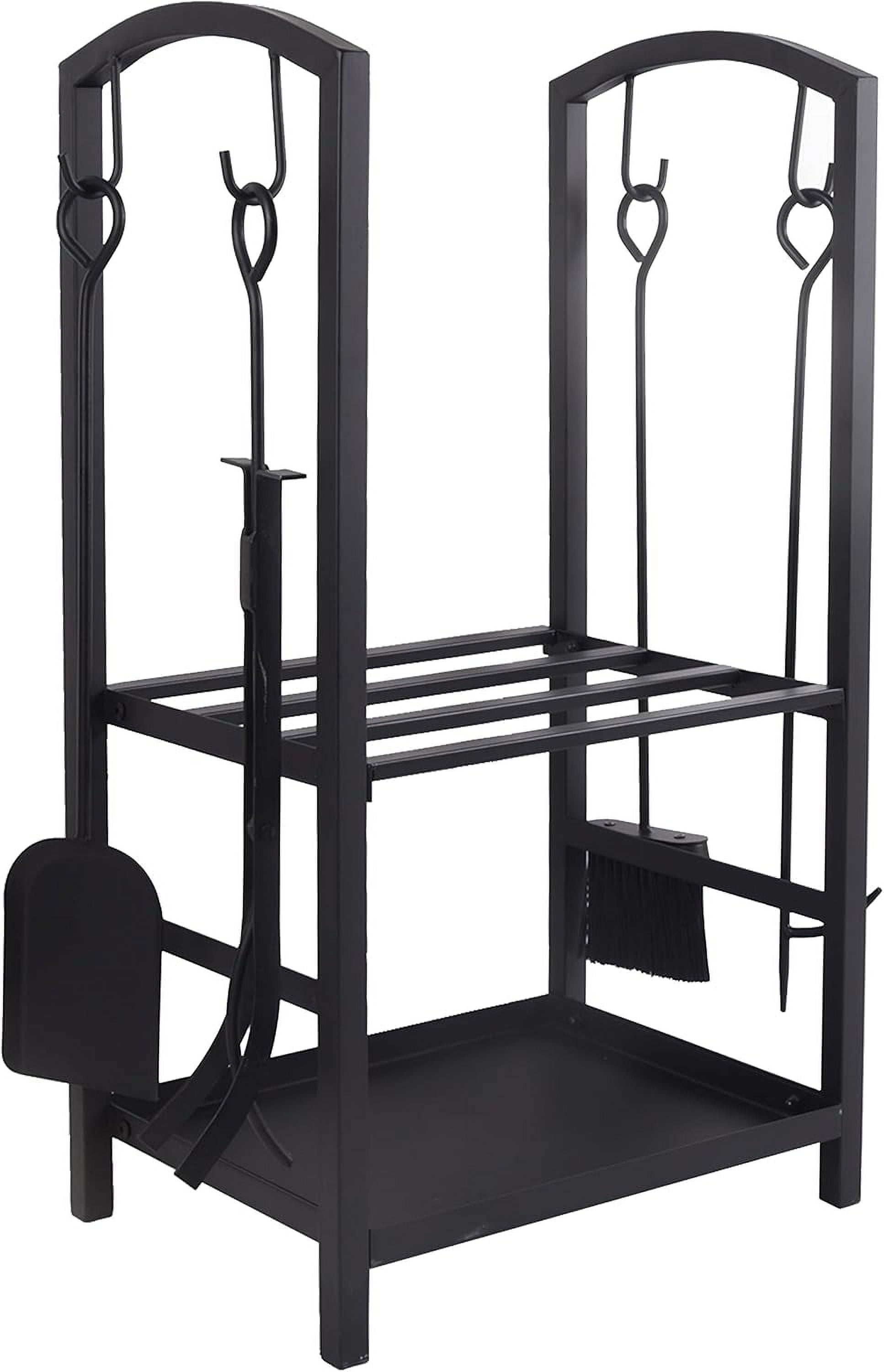 Doppy Firewood Rack Indoor 4 Piece Set, Firewood Rack, Outdoor Log Holder Rack with Fireplace ...