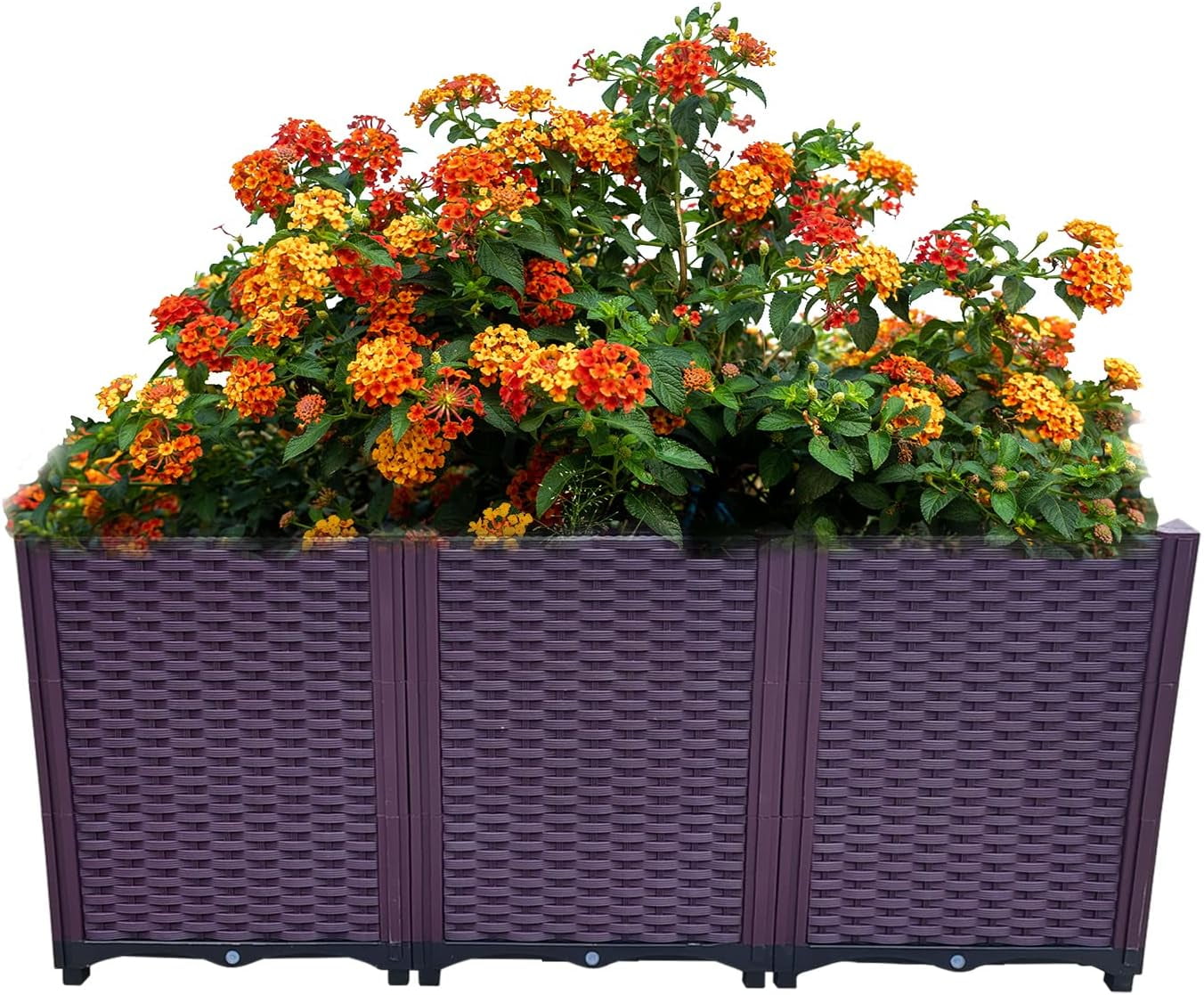 Doppy Planter Boxes Raised Garden Bed,Plastic Planter Care Box Kit Extra Deep Set of 3 Planter ...