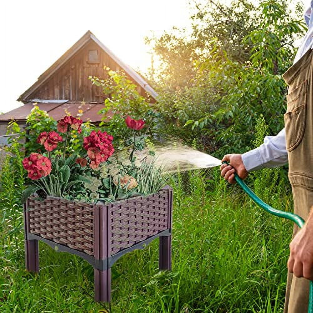 Doppy Plastic Raised Garden Bed,Planter Boxes Raised Garden Bed with Legs Planters for Outdoor ...