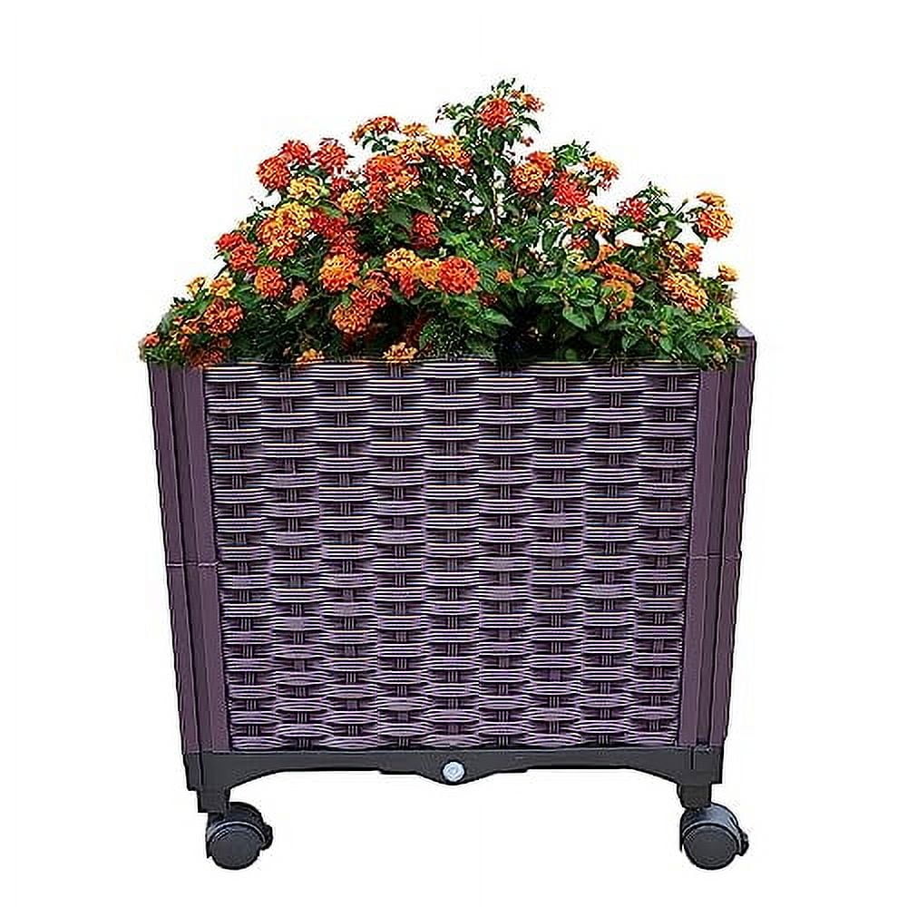 Doppy Plastic Rolling Raised Garden Bed,Deepen Planter Boxes with ...
