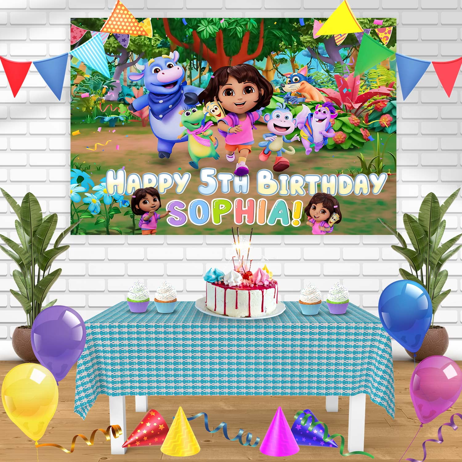 Dora 2024 Birthday Banner Personalized Party Backdrop Decoration 60 x ...