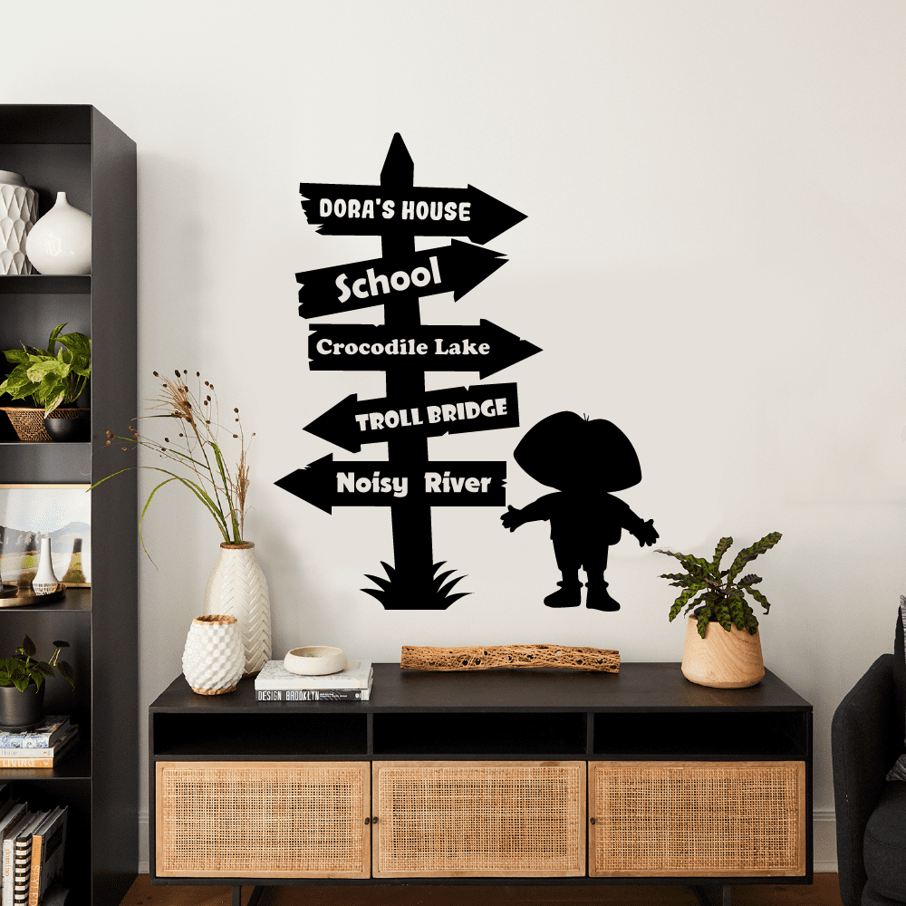 Dora the Explorer Map Sign Pathway Signage Cartoon Wall Sticker Art ...