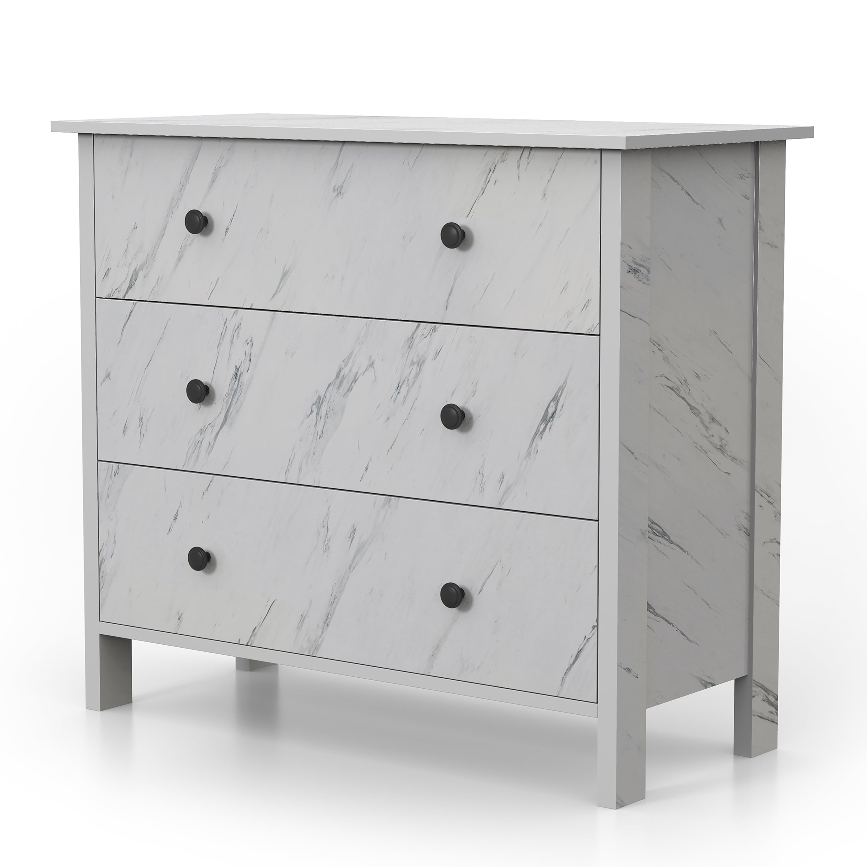 Dora Indoor 3-Drawer Wood White Marble Chest for Bedroom - Walmart.com