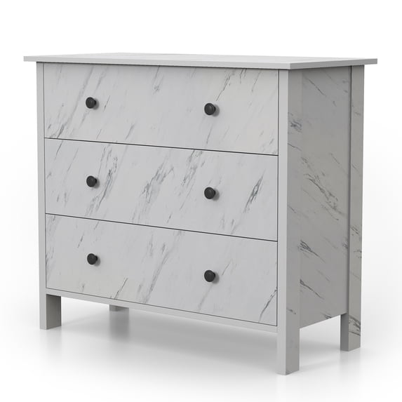 Dora Indoor 3-Drawer Wood White Marble Chest for Bedroom - Walmart.com