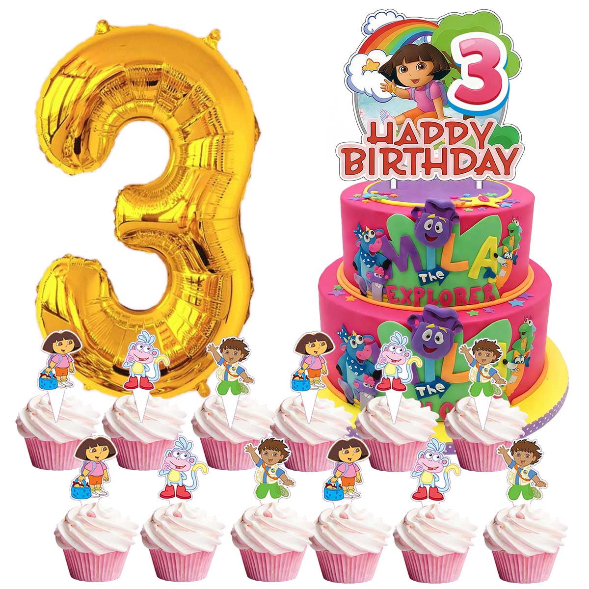 Dora The Explorer 3rd Party Supplies Decoration Cake Topper Cupcake Big ...