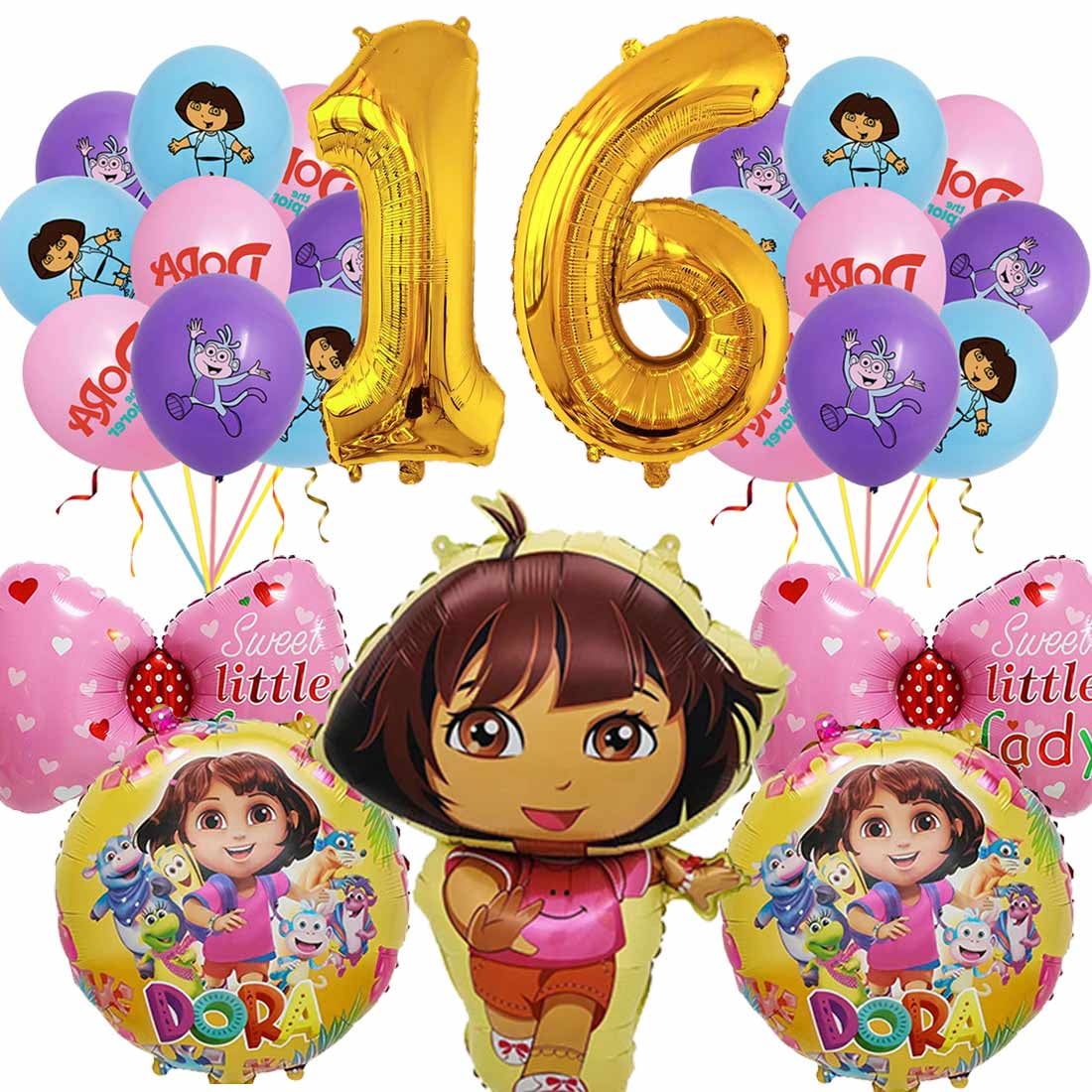 Dora The Explorer Balloons Party Supplies 16th Big Number Decorations ...