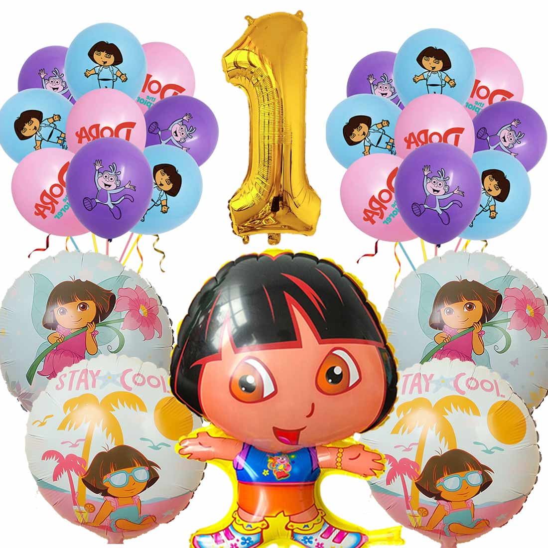 Dora The Explorer Balloons Party Supplies 1st Big Number Decorations ...