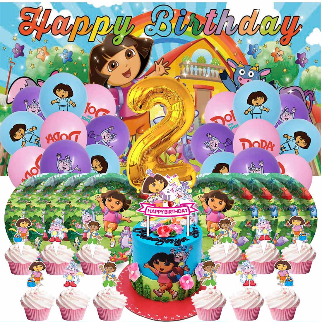 Dora The Explorer Balloons Party Supplies 2nd Decor Tableware Birthday ...