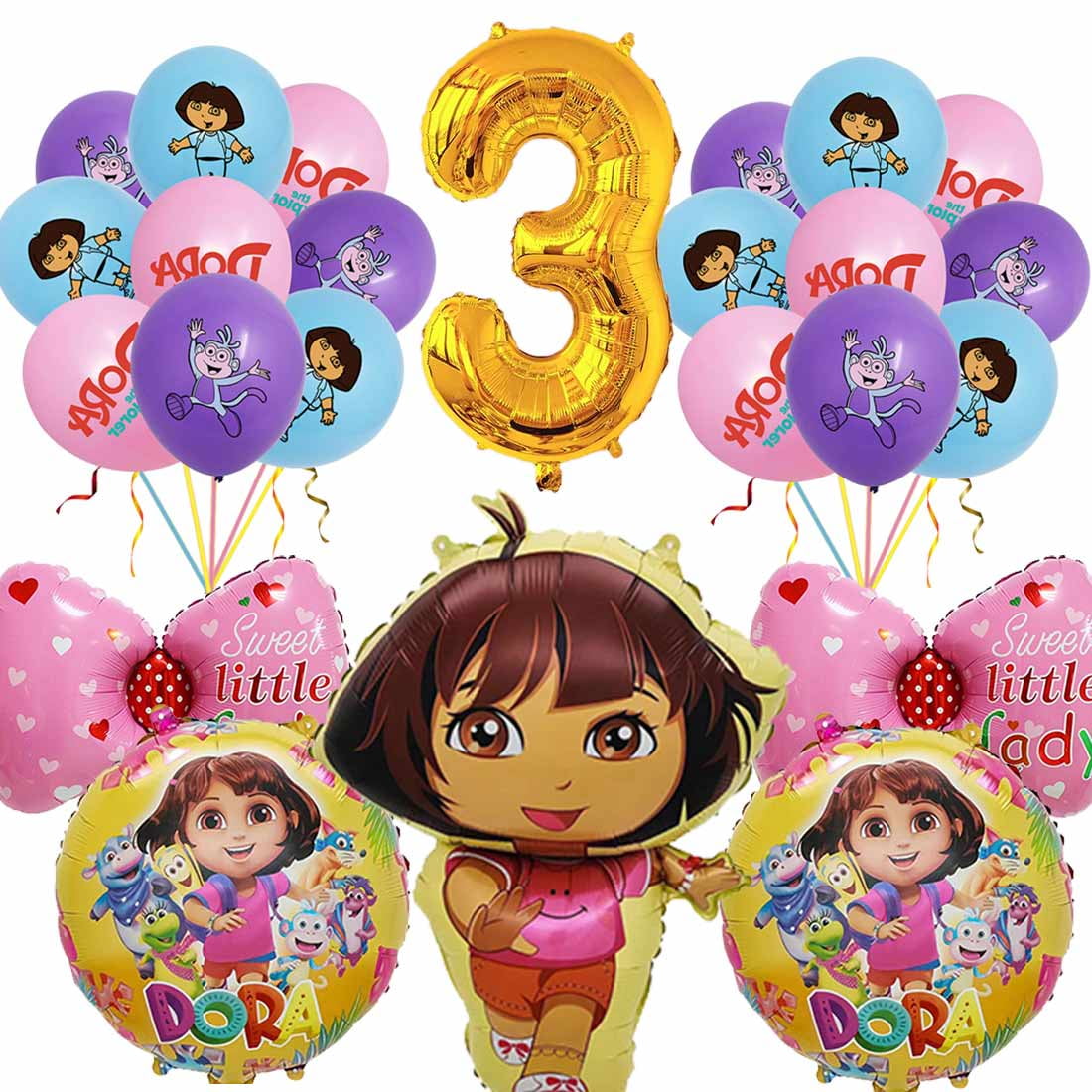 Dora The Explorer Balloons Party Supplies 3rd Big Number Decorations ...
