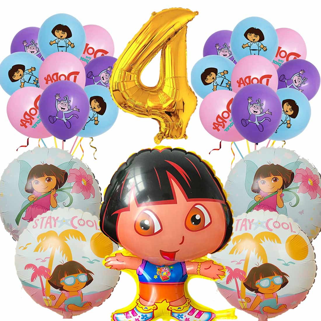 Dora The Explorer Balloons Party Supplies 4th Big Number Decorations ...