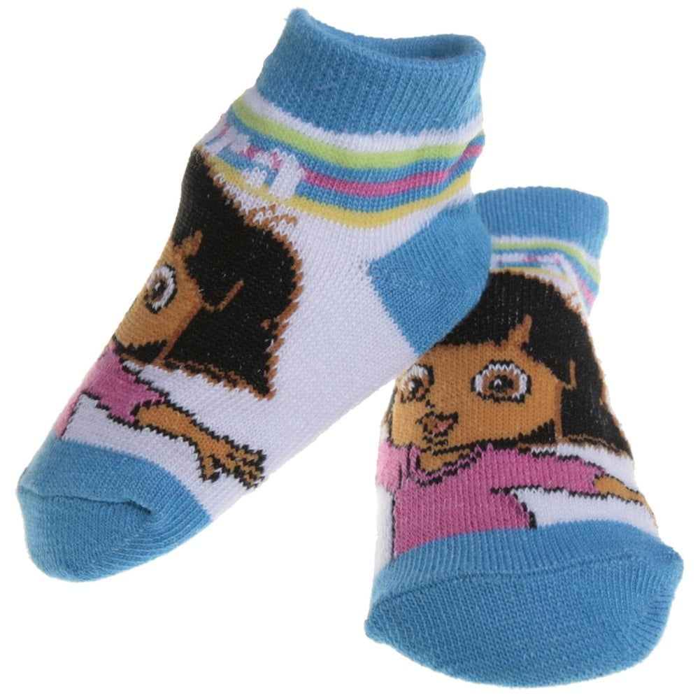 Dora The Explorer - Blue Multi-Color Striped Baby Socks - Walmart.com