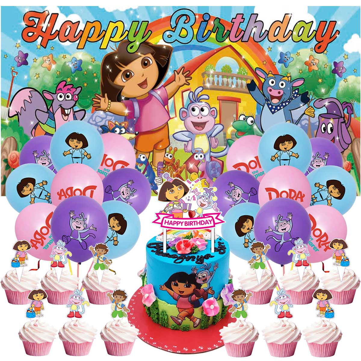 Dora The Explorer Latex Balloons Party Supplies Decor Banner Backdrop ...