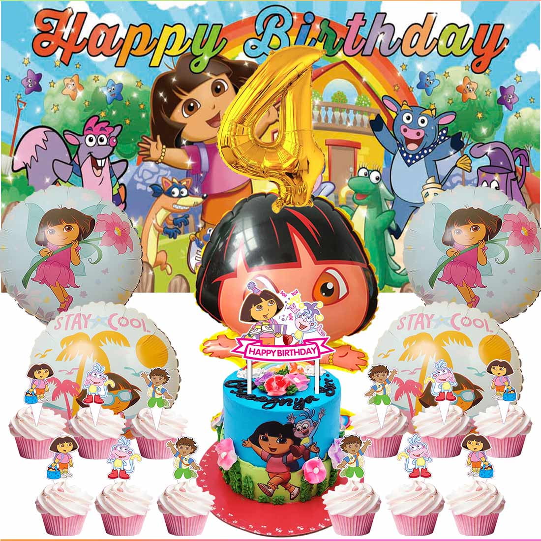 Dora The Explorer Party Supplies Decor 4th Kit Balloons Birthday Cake ...