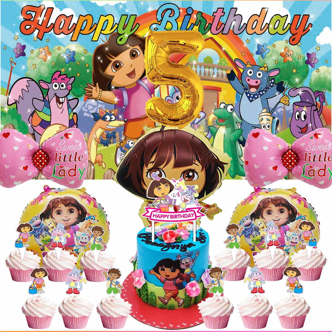 Dora The Explorer Party Supplies Decor 5th Kit Balloons Birthday Cake ...