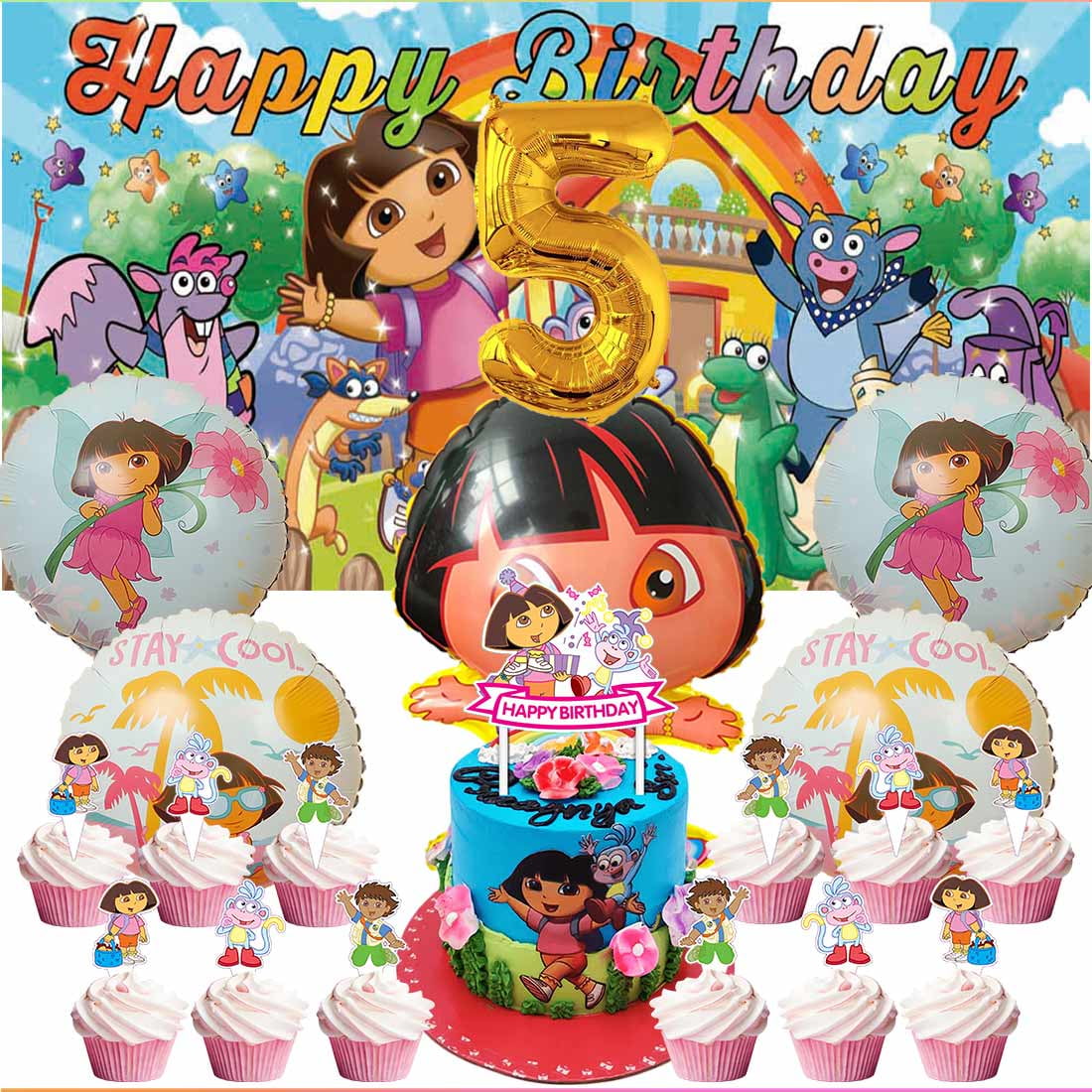 Dora The Explorer Party Supplies Decor 5th Kit Balloons Birthday Cake ...