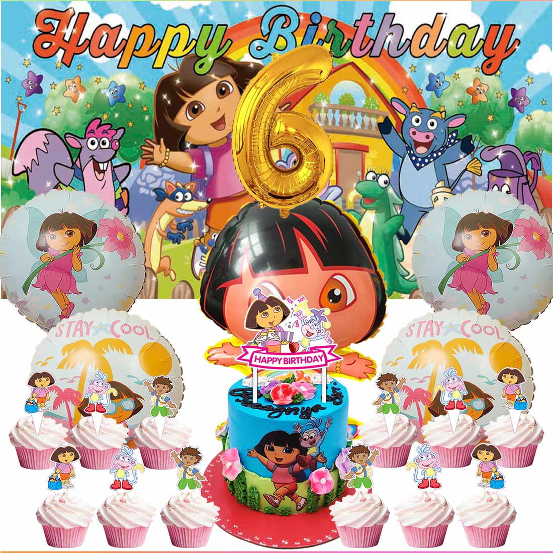 Dora The Explorer Party Supplies Decor 6th Kit Balloons Birthday Cake ...