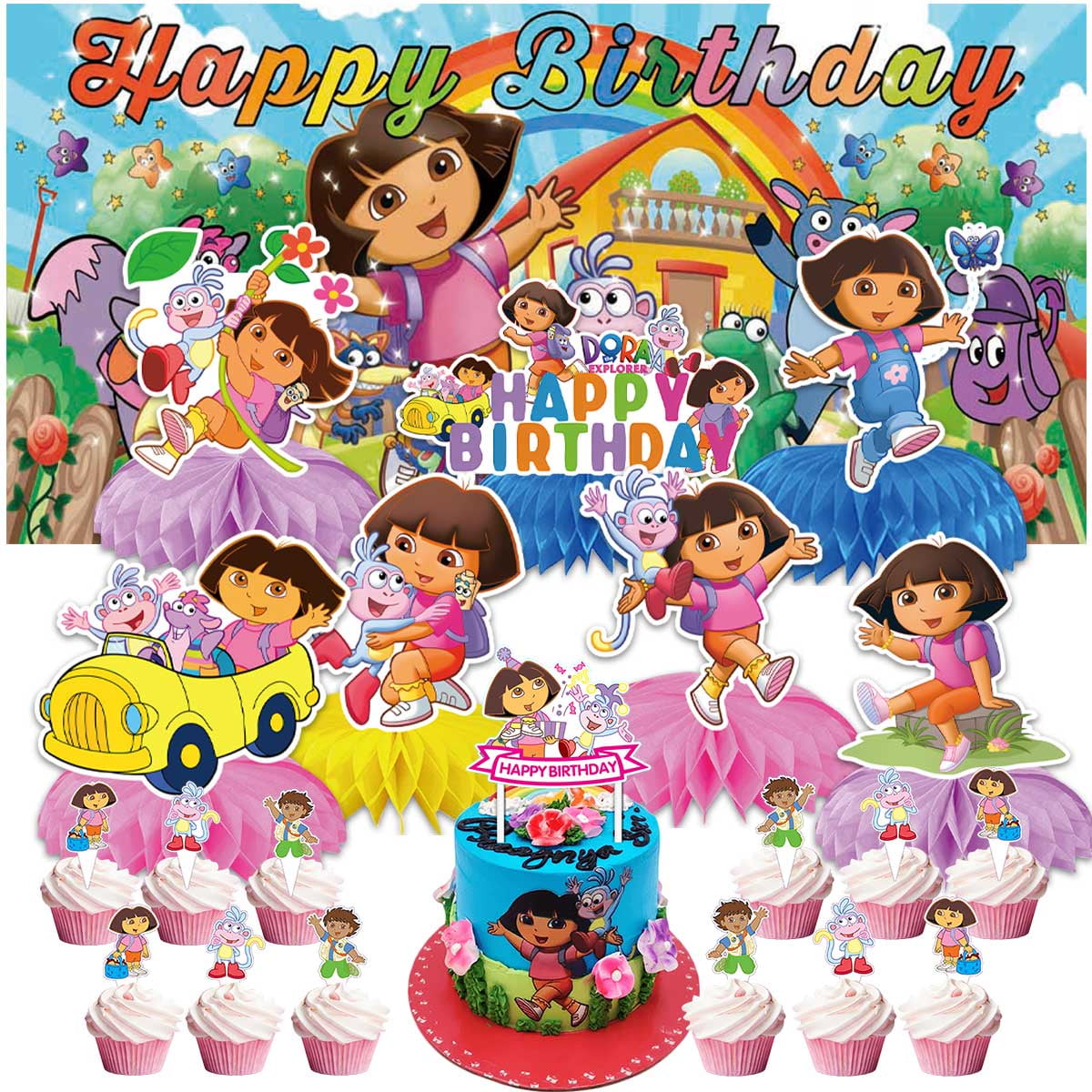Dora The Explorer Party Supplies Honeycomb Centerpieces Table Toppers ...
