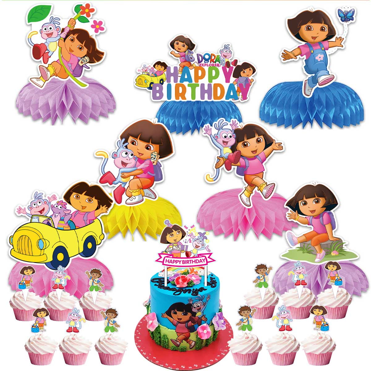 Dora The Explorer Party Supplies Table Toppers Honeycomb Centerpieces ...