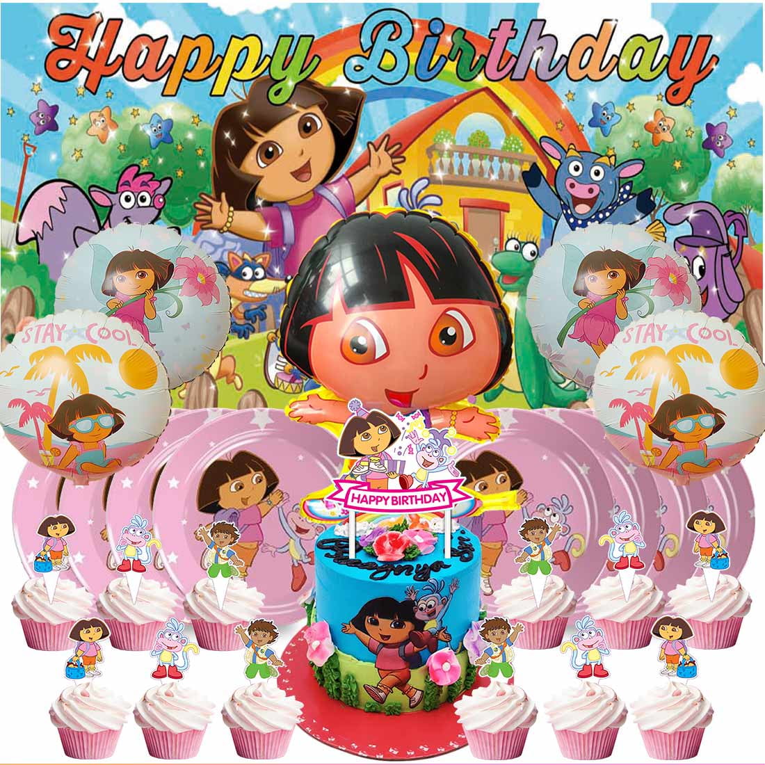 Dora The Explorer Supplies Plates Decoration Backdrop Banner Birthday ...