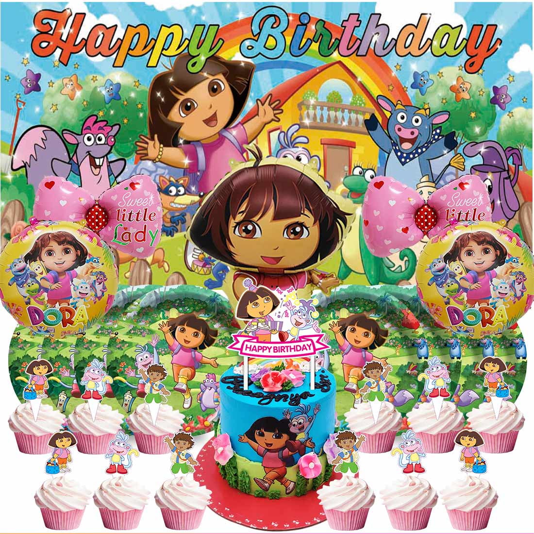 Dora The Explorer Supplies Plates Decoration Backdrop Banner Birthday ...