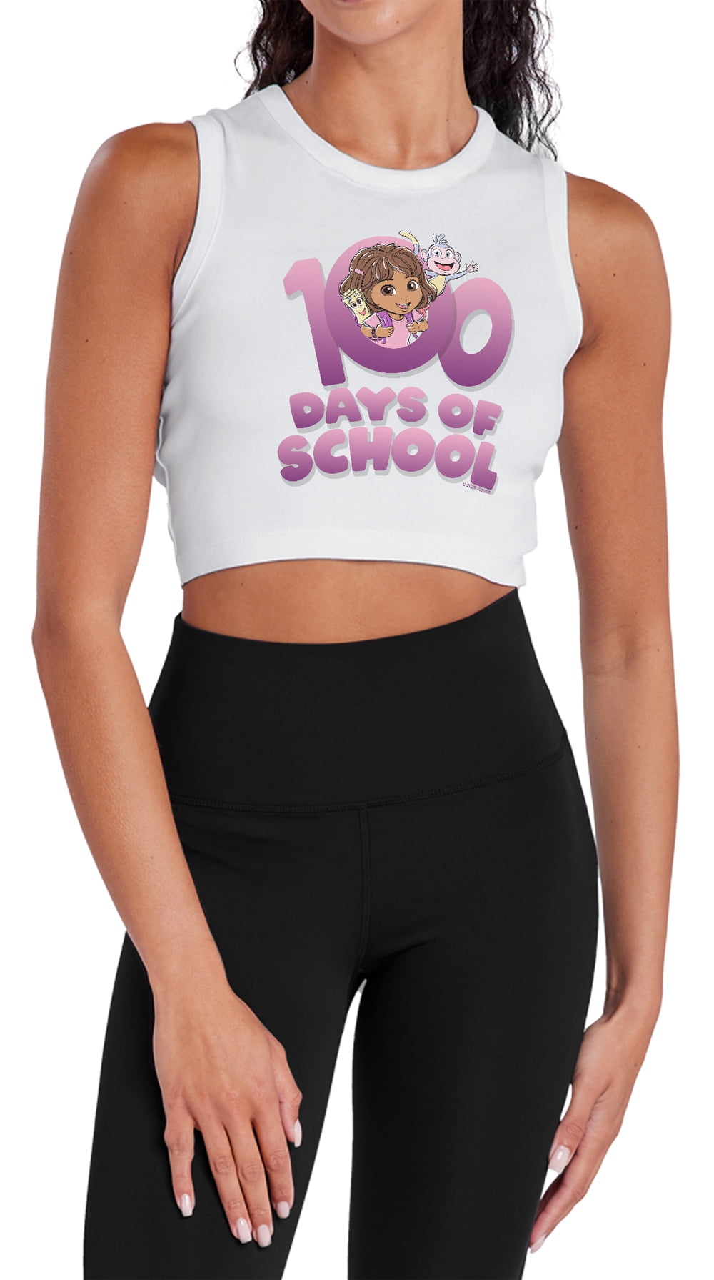 Dora the Explorer 100 Days Women's Sleeveless Crop Top Tank, White ...