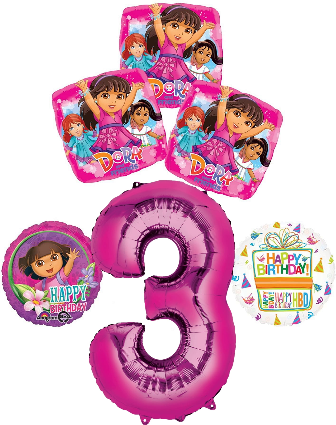Dora the Explorer 3rd Birthday Party Supplies and Balloon Bouquet ...