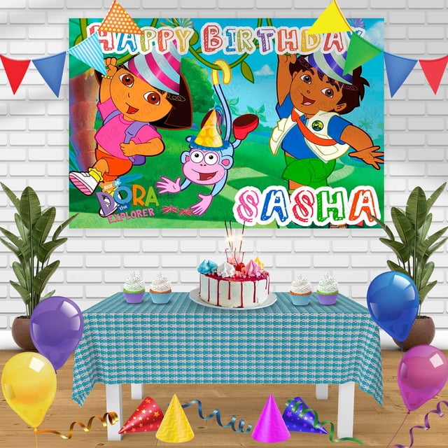 Dora the Explorer Birthday Banner Personalized Party Backdrop ...