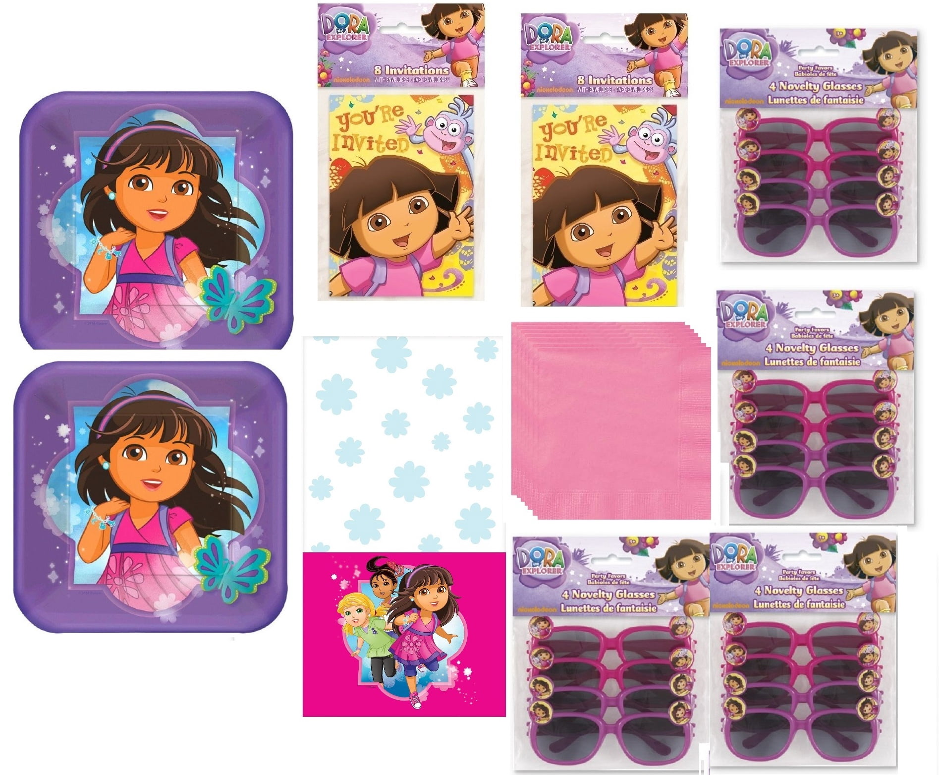 Dora the Explorer Birthday Party Supplies Bundle Pack for 16 includes ...