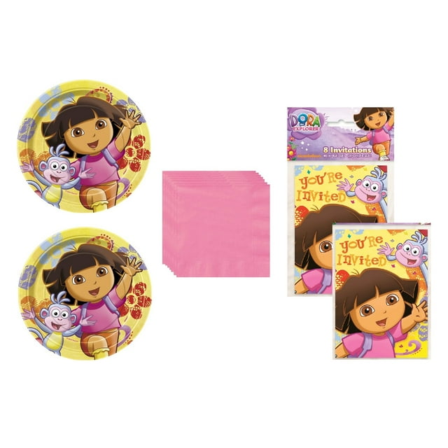 Dora the Explorer Birthday Party Supplies Bundle Pack for 16 includes ...