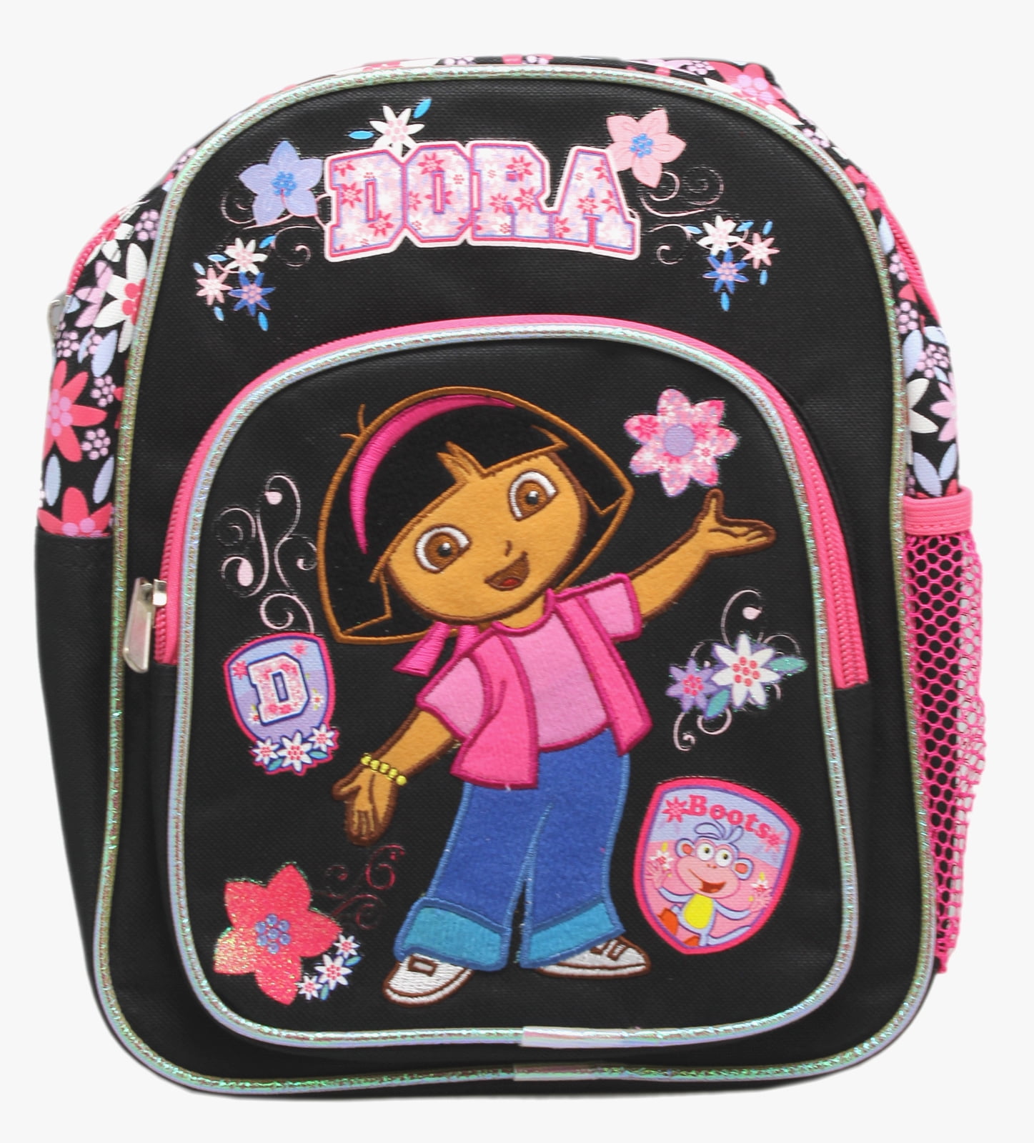 Dora the Explorer Flower Power Black/Pink Colored Mini Backpack (10in ...