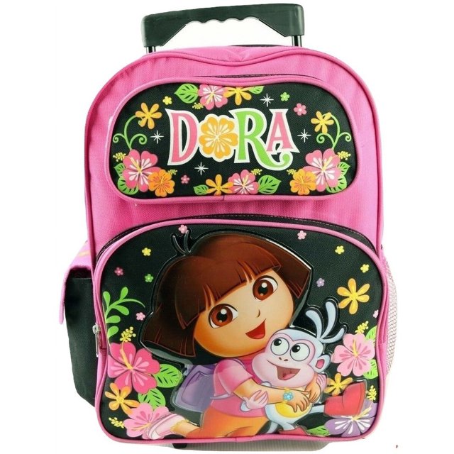 Dora The Explorer NICK. JR Flowers Backpack, Large Rolling, Black (16 ...