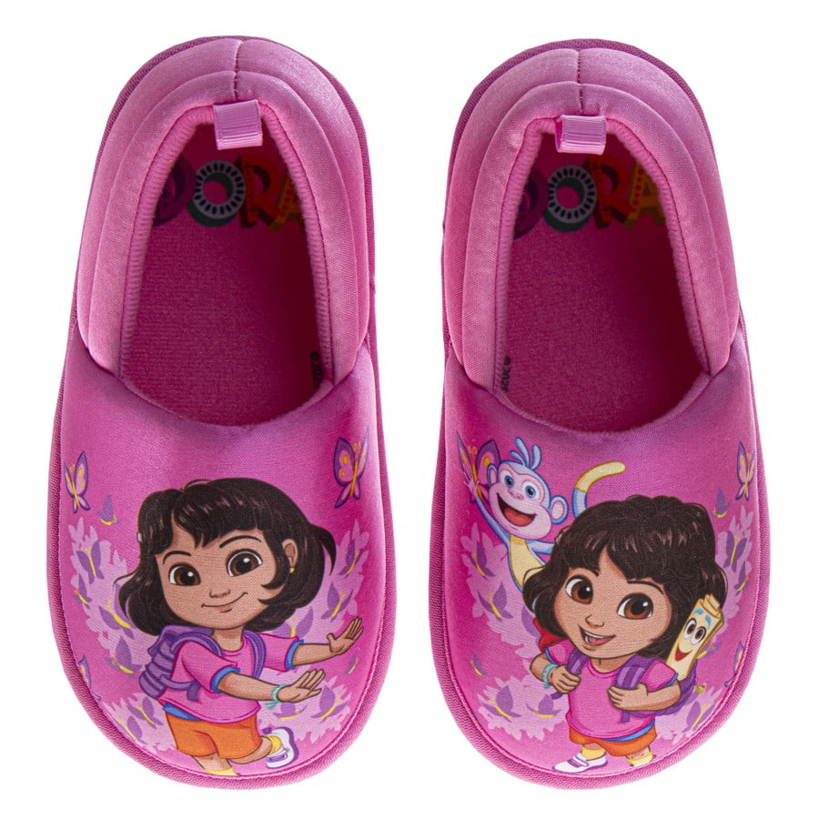 Dora The Explorer Girls Slippers, Plush Non, Slip Comfy Fluffy Comfort ...