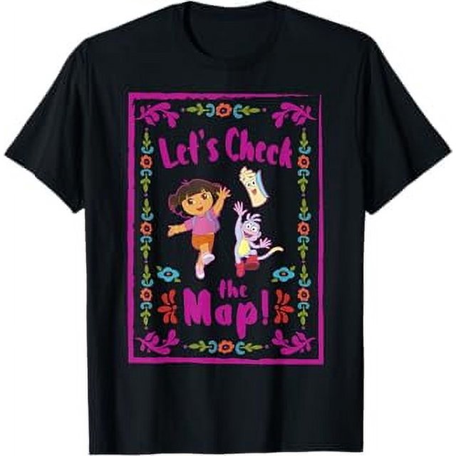 Dora the Explorer Let's Check The Map! Framed Portrait T-Shirt ...