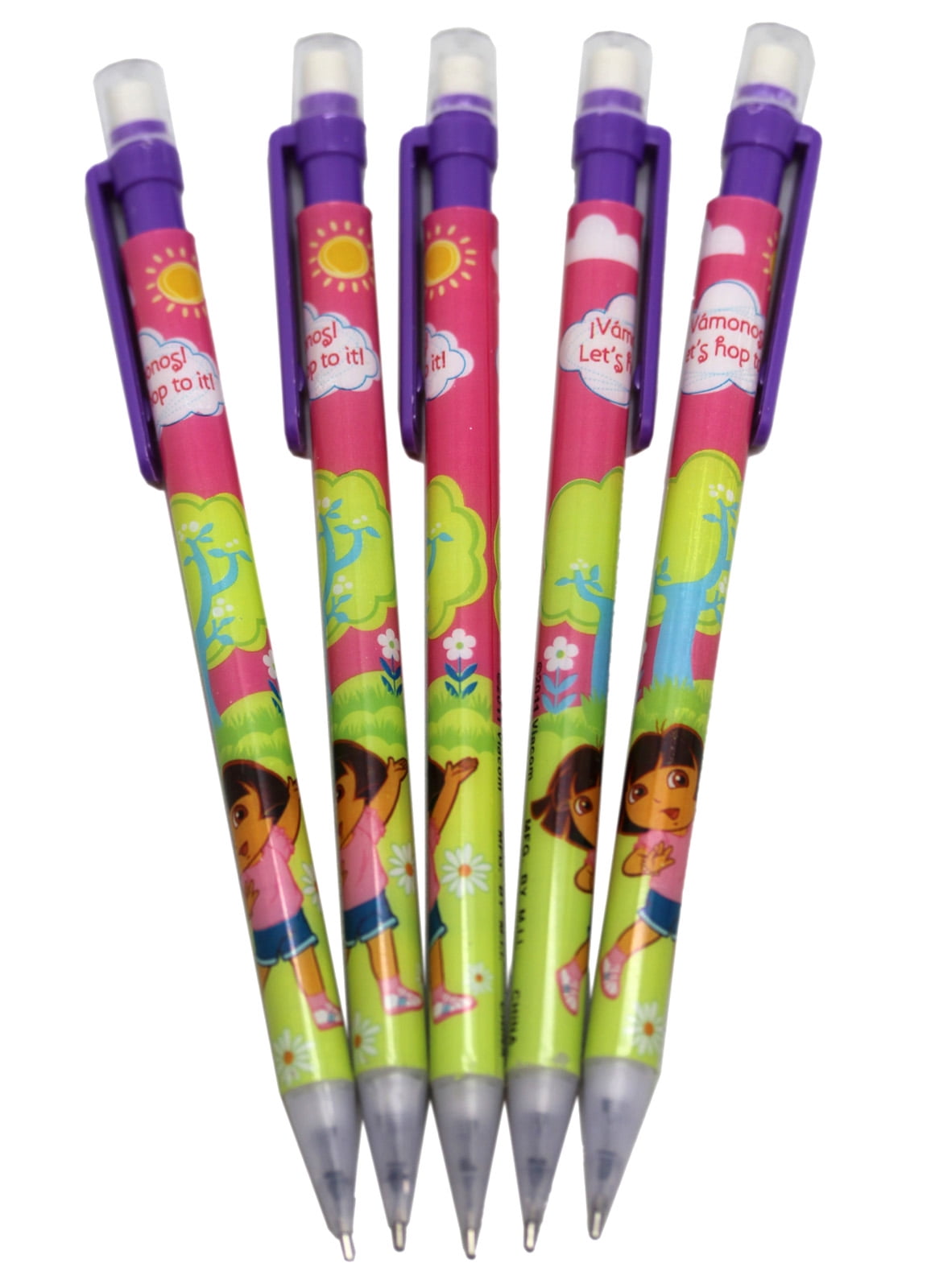Dora the Explorer Pink, Green and Violet Case Mechanical Pencils Set (5 ...