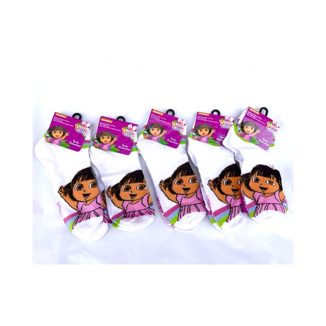 Dora the Explorer White/Rainbow Kids Socks (Size 6-8, 2 Pairs ...