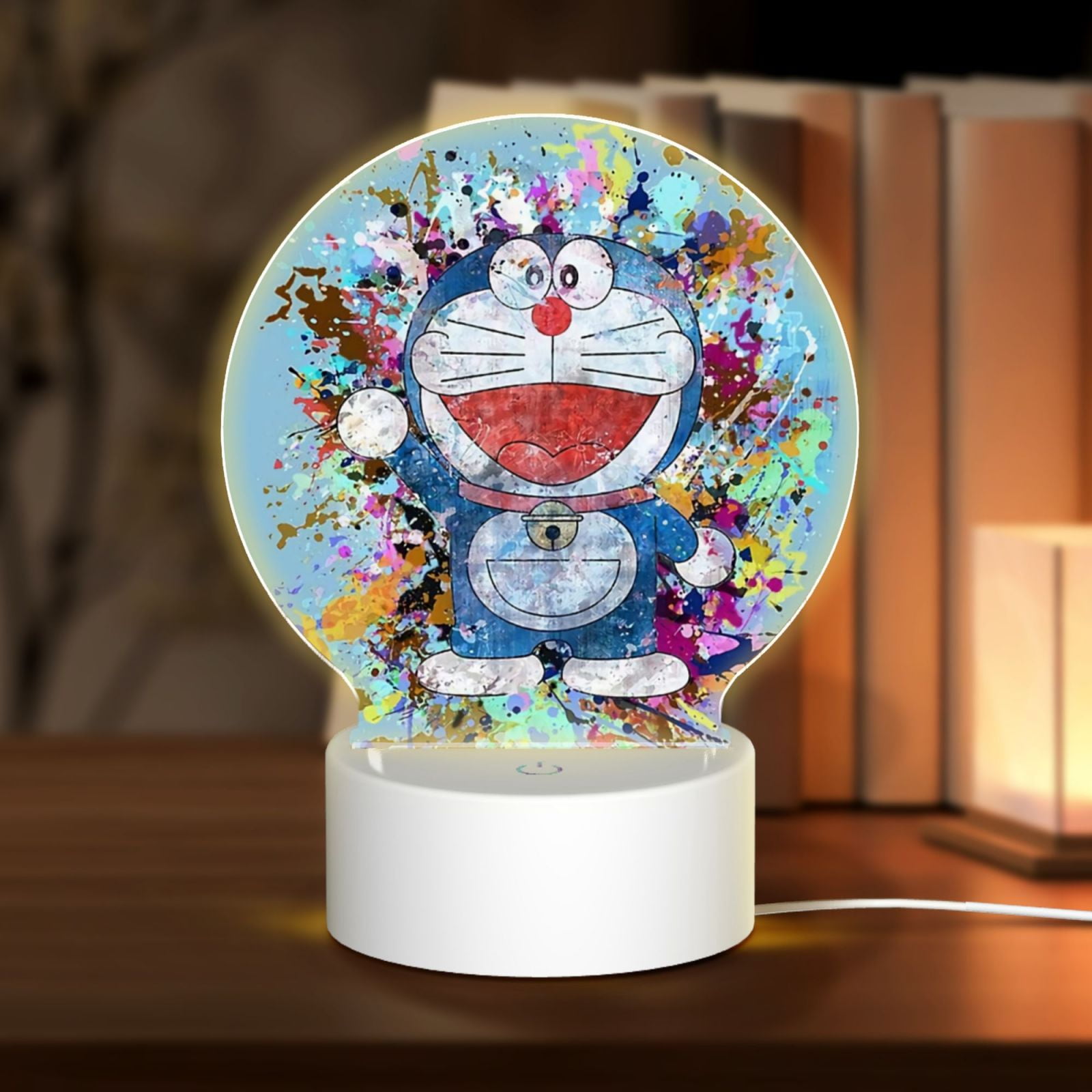 Doraemon Anime Round Acrylic Night Light Is Suitable For Rooms ...