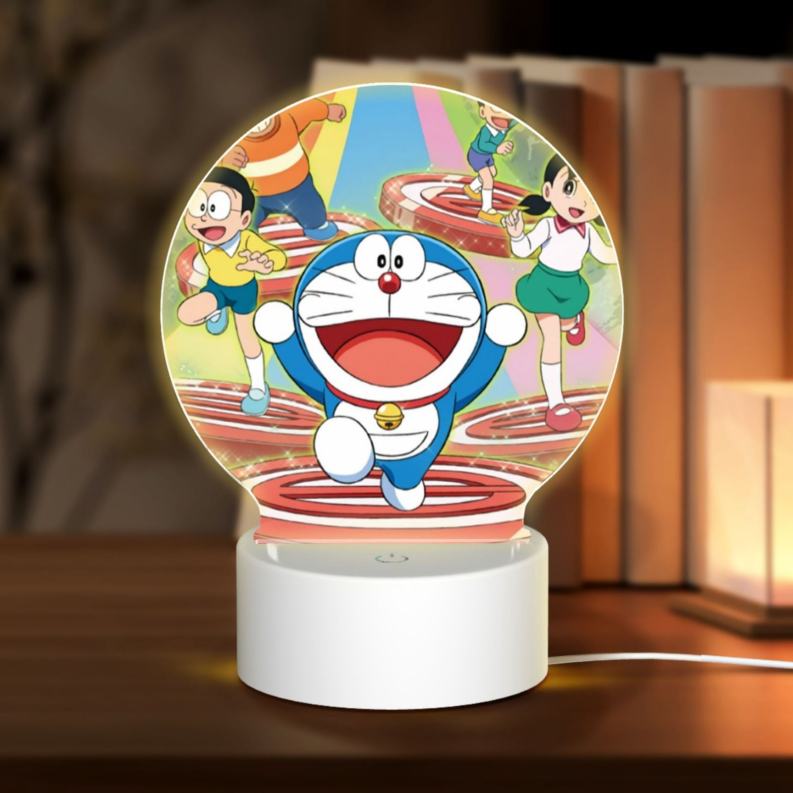 Doraemon Anime Round Acrylic Night Light Is Suitable For Rooms ...