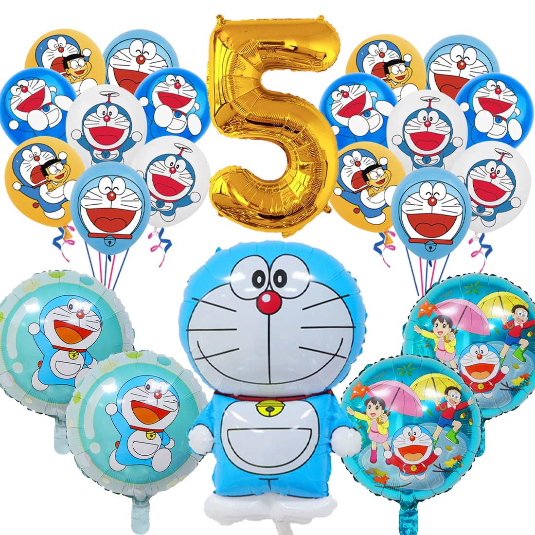 Doraemon Balloons Party Supplies 5th Big Number Decorations Decor Kit ...