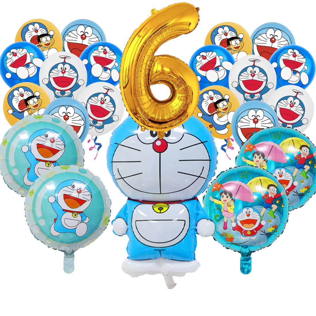 Doraemon Party Supplies 6th Decor Kit Balloons Birthday Cake Topper ...